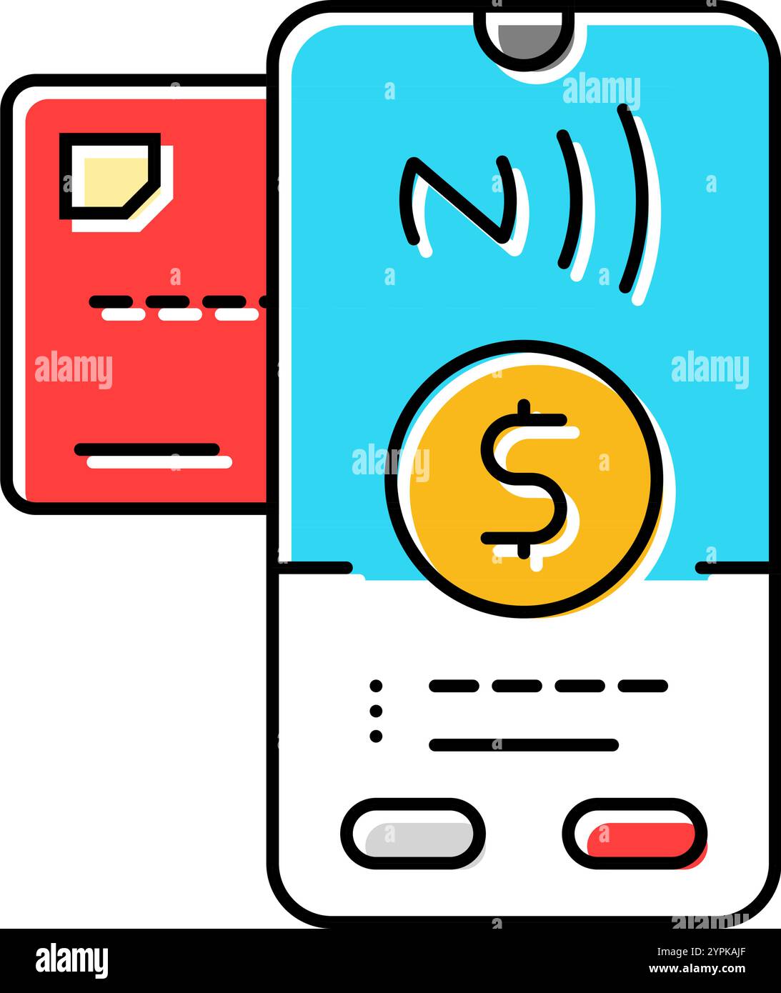 phone tapping card nfc technology color icon vector illustration Stock ...