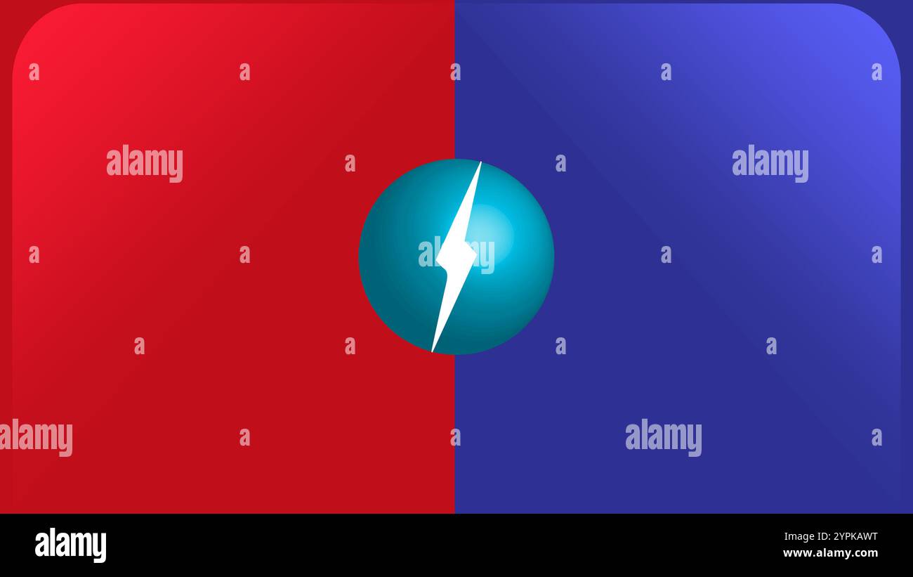 Blue and red versus background with white flash sky blue ball Stock ...