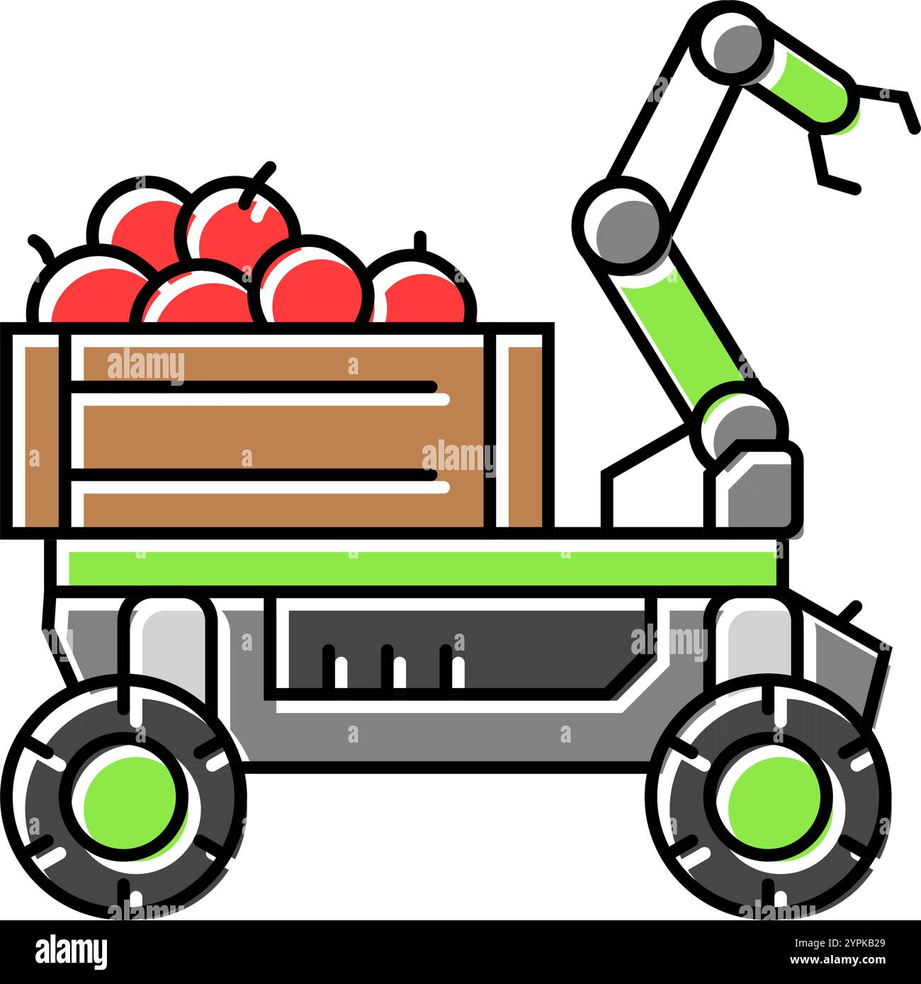 fruit picker robot harvests color icon vector illustration Stock Vector ...