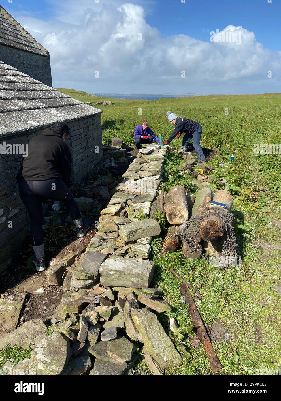 Undated handout photo issued by Gordonstoun of pupils rebuilding a wall ...