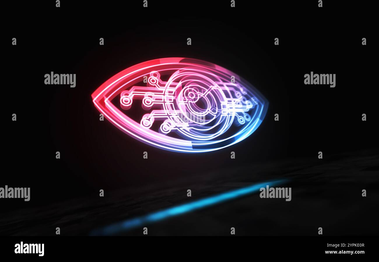 Cyber eye spying and security control symbol digital abstract concept ...