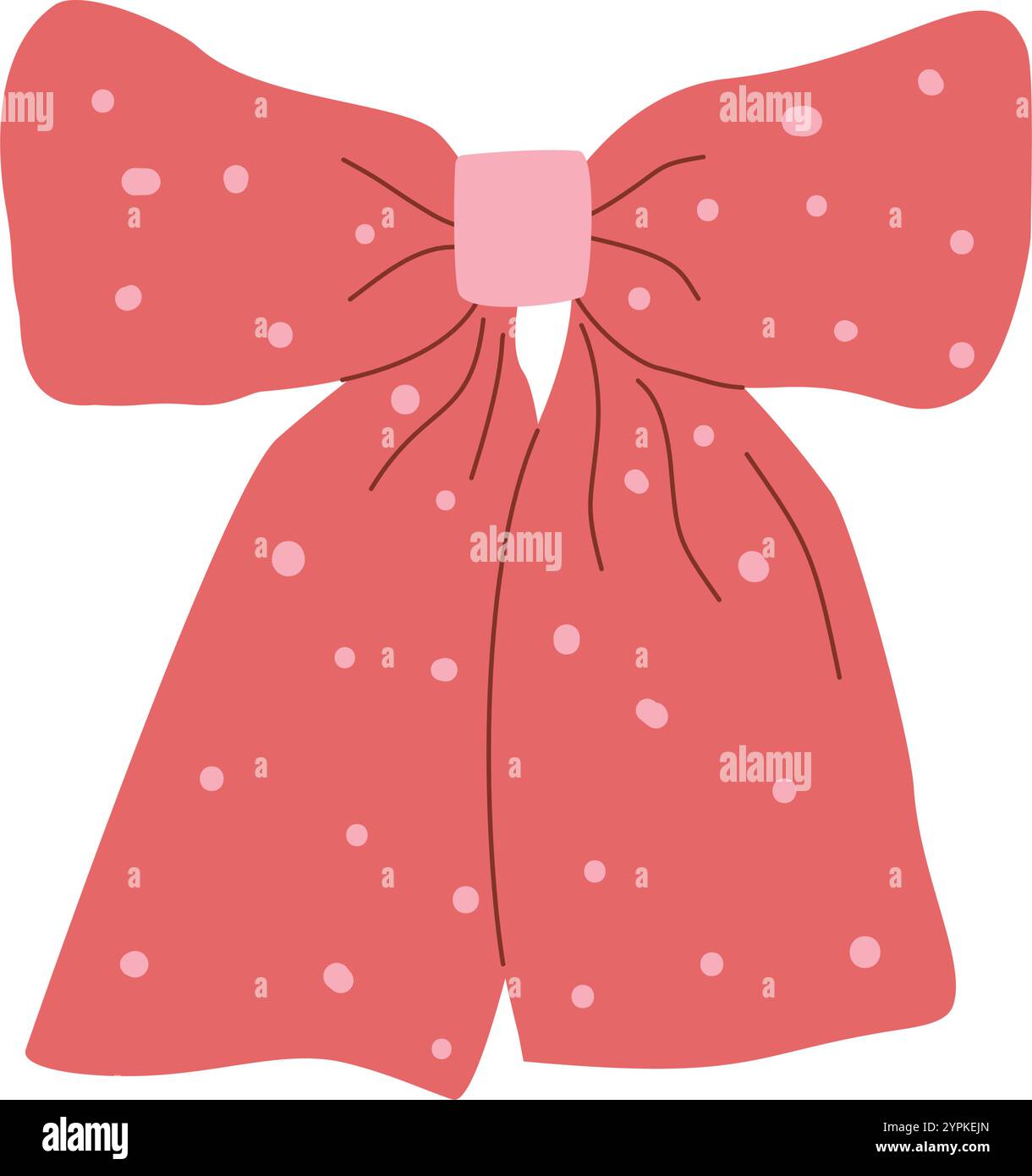 Cute bow. Coquette red dotted ribbon illustration isolated on white ...