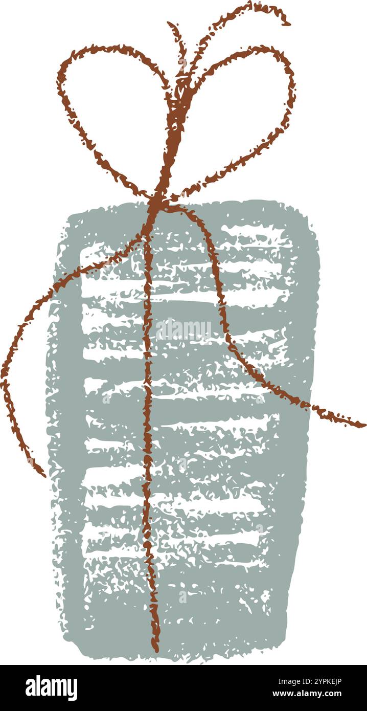 Crayon rectangle gift box. Scribble style festive present Chalk drawing ...