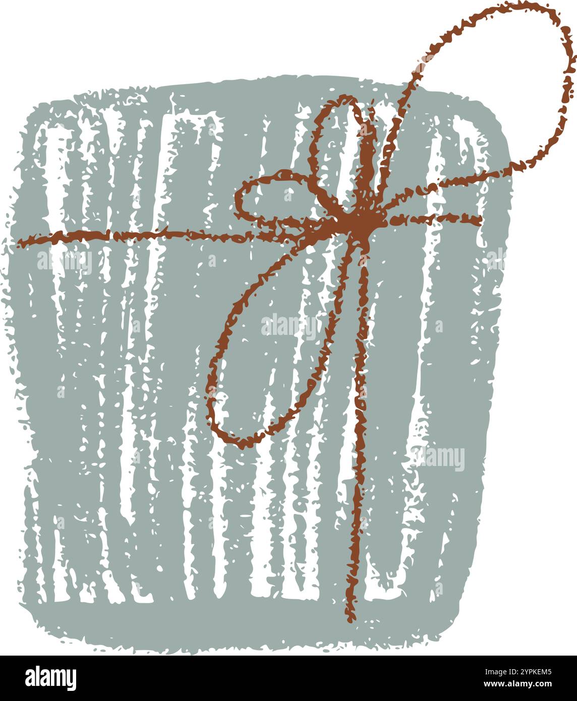 Crayon gift box. Scribble style festive present Chalk drawing grey holiday decorative packaging ...