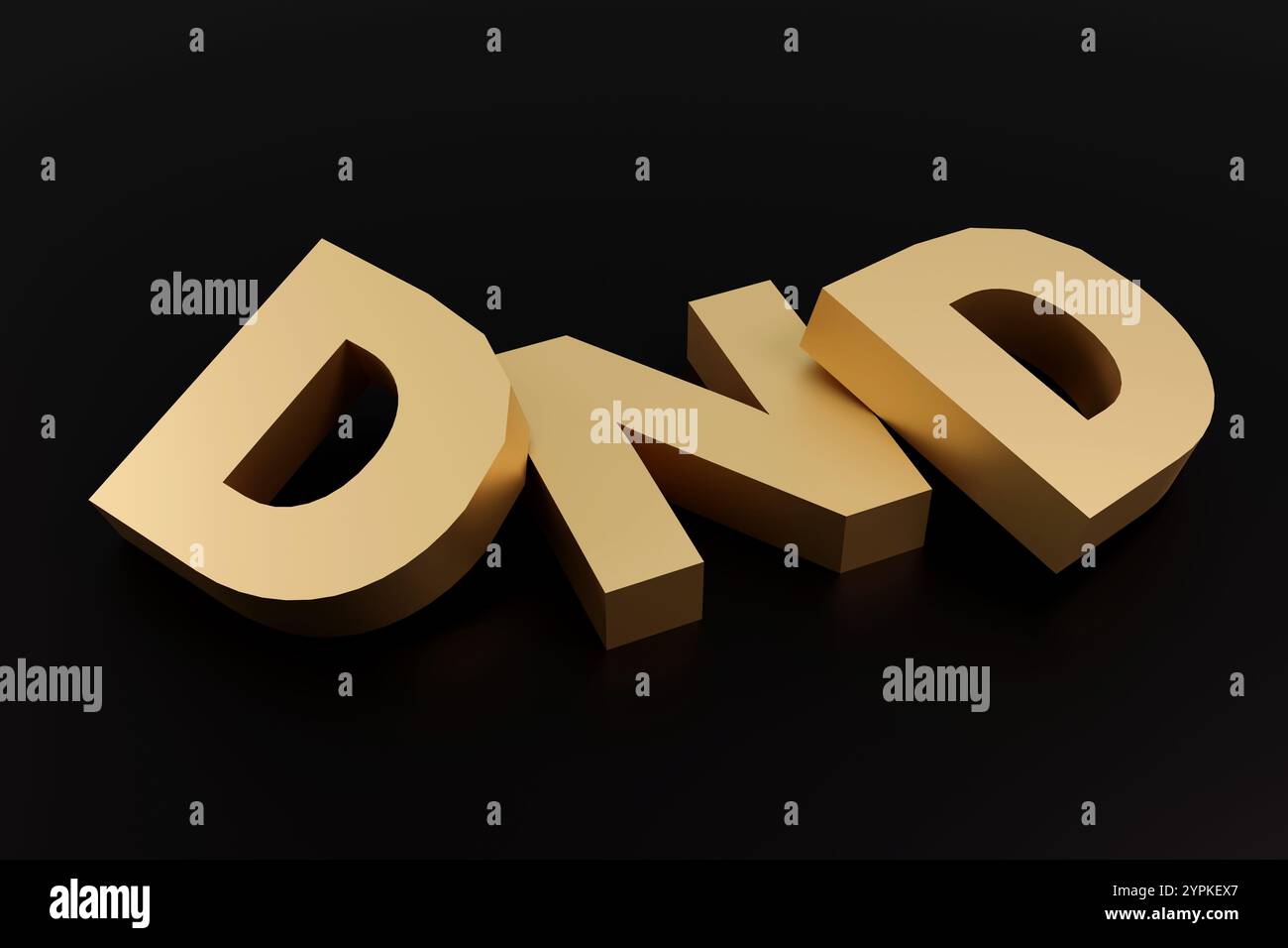 Luxury gold inscription dnd on black podium, soft light, front view ...