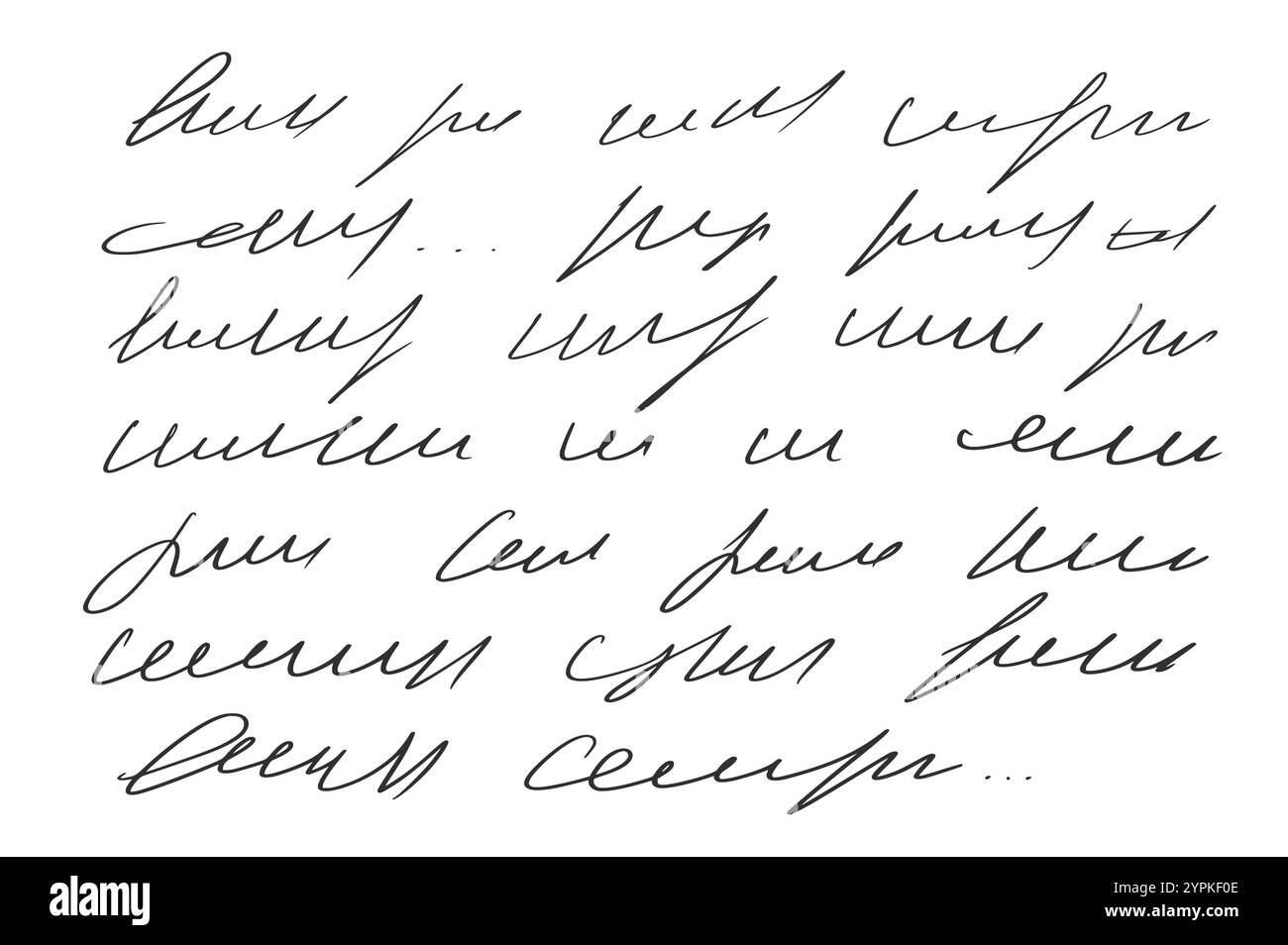 Handwritten scribble letter. Freehand text note. Unreadable doodle ...