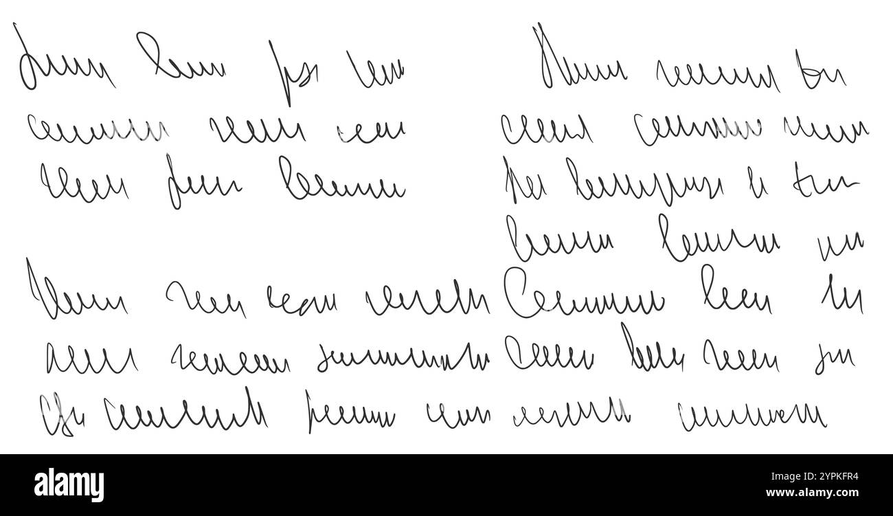 Handwritten scribble letter. Freehand memo text note. Unreadable doodle ...