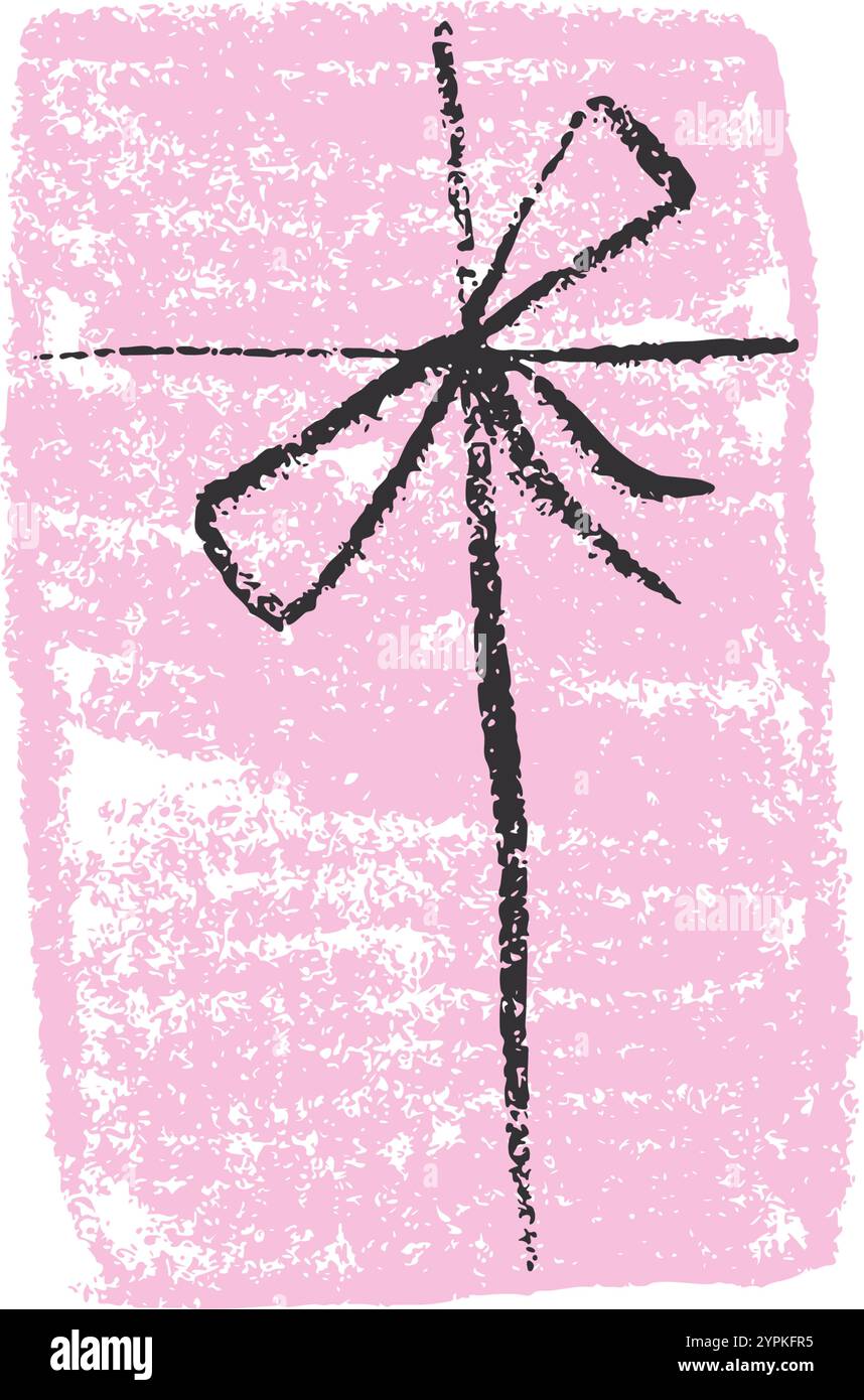 Crayon gift box. Scribble style festive present Chalk drawing holiday decorative packaging ...