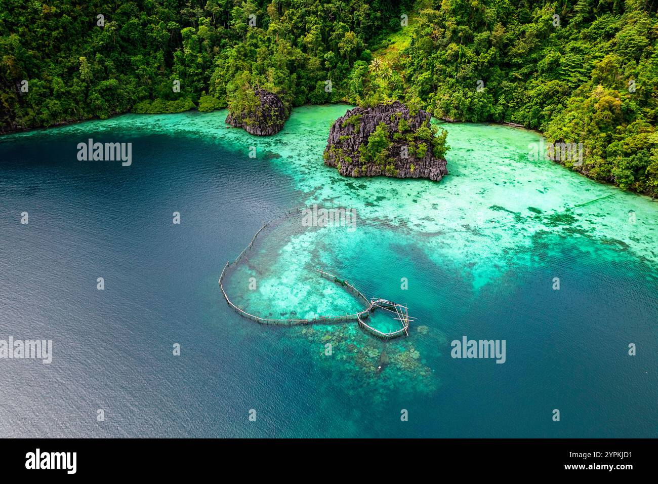 Spectacular aerial view of Sombori archipelago, tropical limestone ...