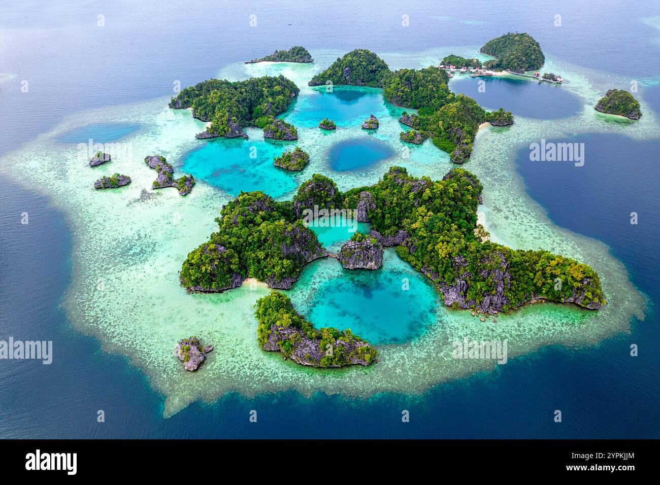 Aerial view of tropical islands covered in lush vegetation in sombori ...