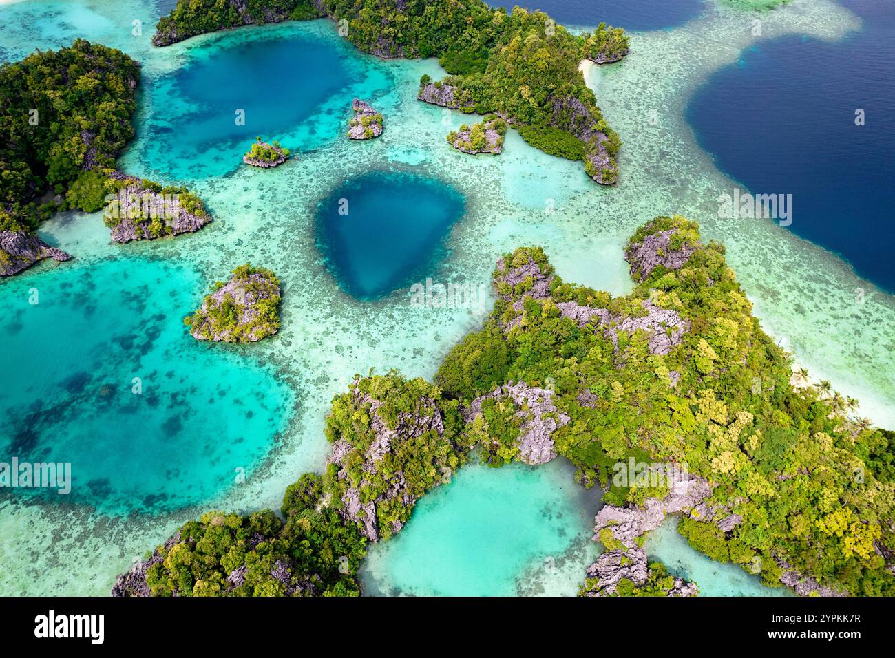 Spectacular aerial view of Sombori archipelago, tropical limestone ...