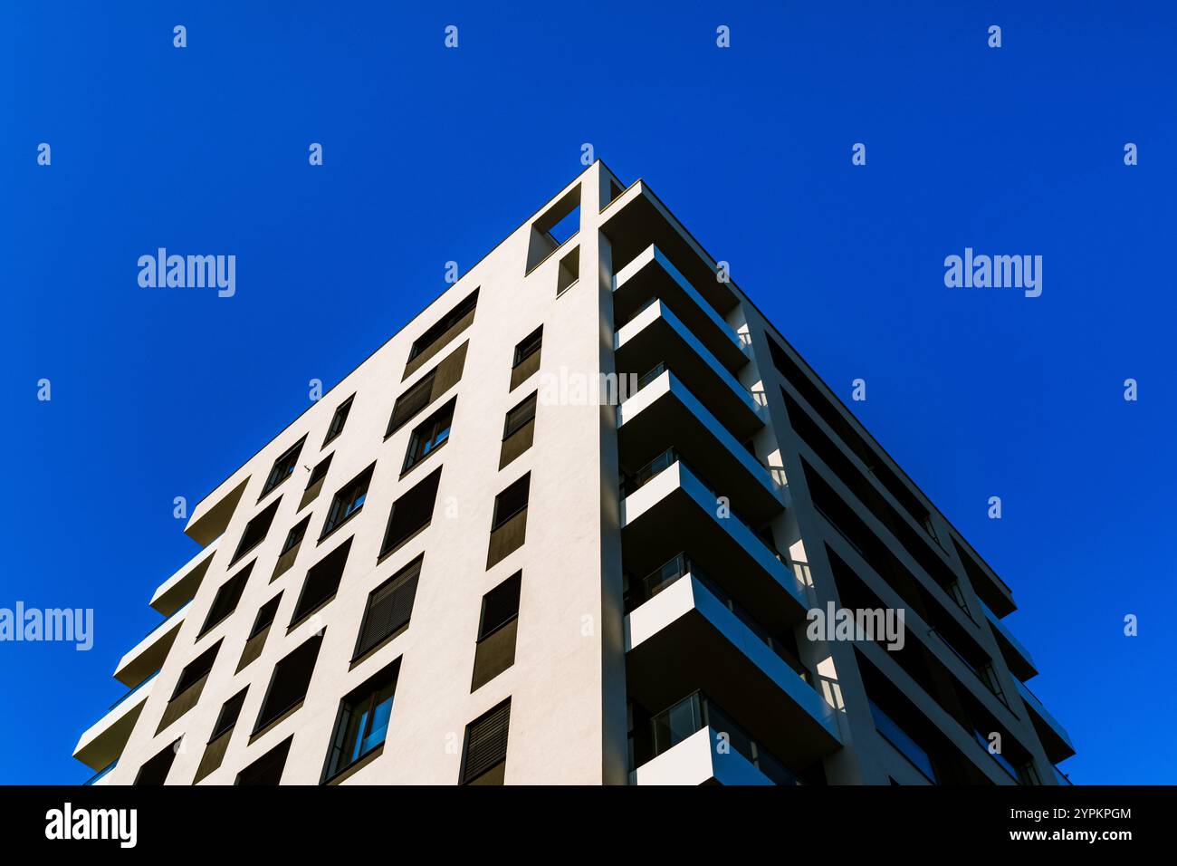 Vertical Perspective of a Modern Building with Reflective Windows ...