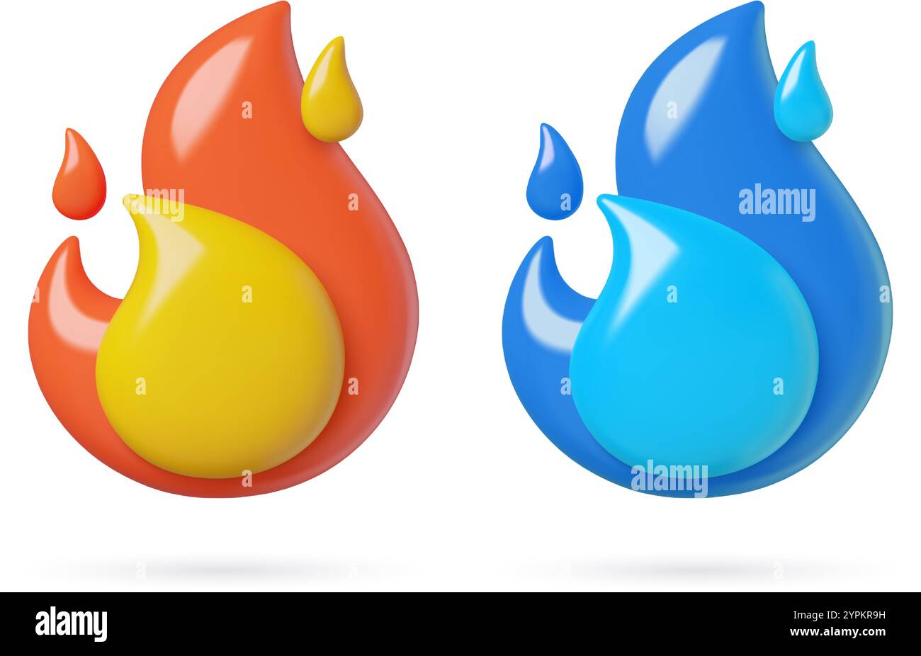 Gas and Fire flame 3d vector icons. Energy and fuel symbols three ...