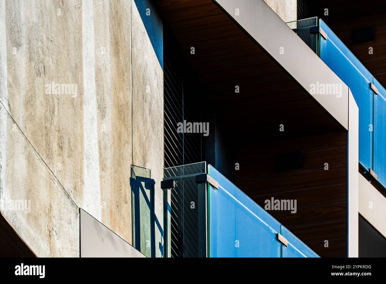 Modern Architectural Facade with Geometric Protrusions and Reflective ...