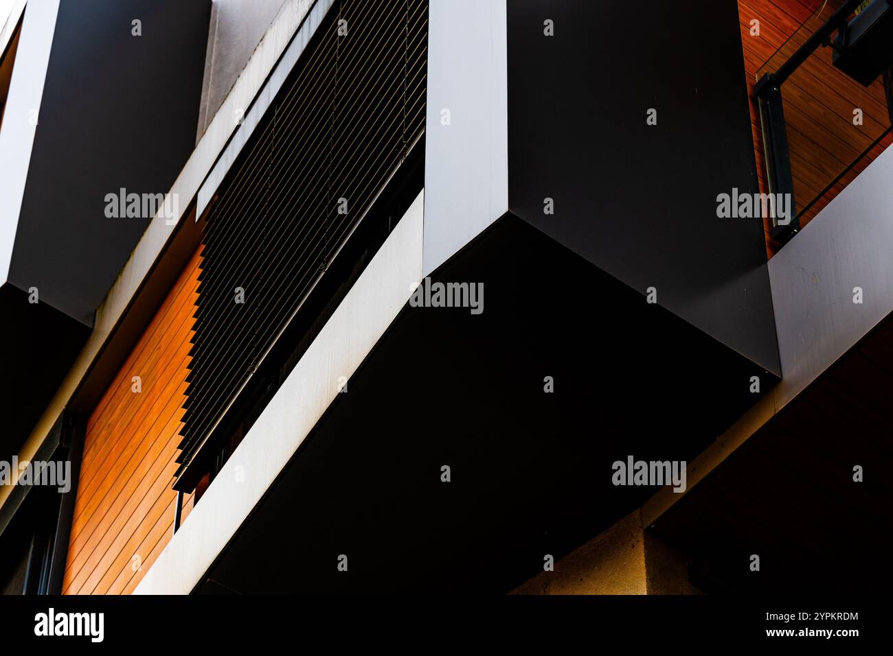 Modern Architectural Facade with Geometric Protrusions and Reflective ...