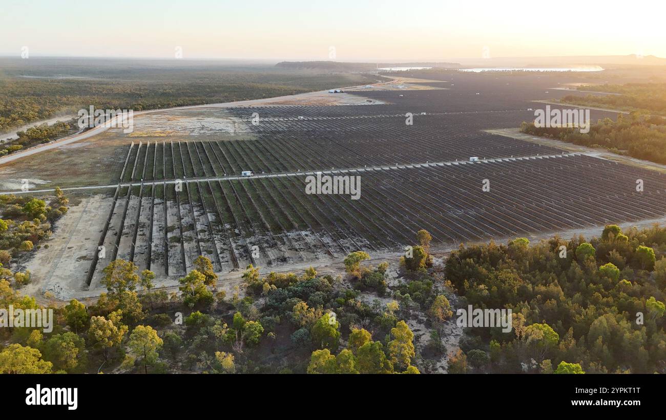 Aerial View of Massive Solar Farm at Sunrise Stock Photo - Alamy