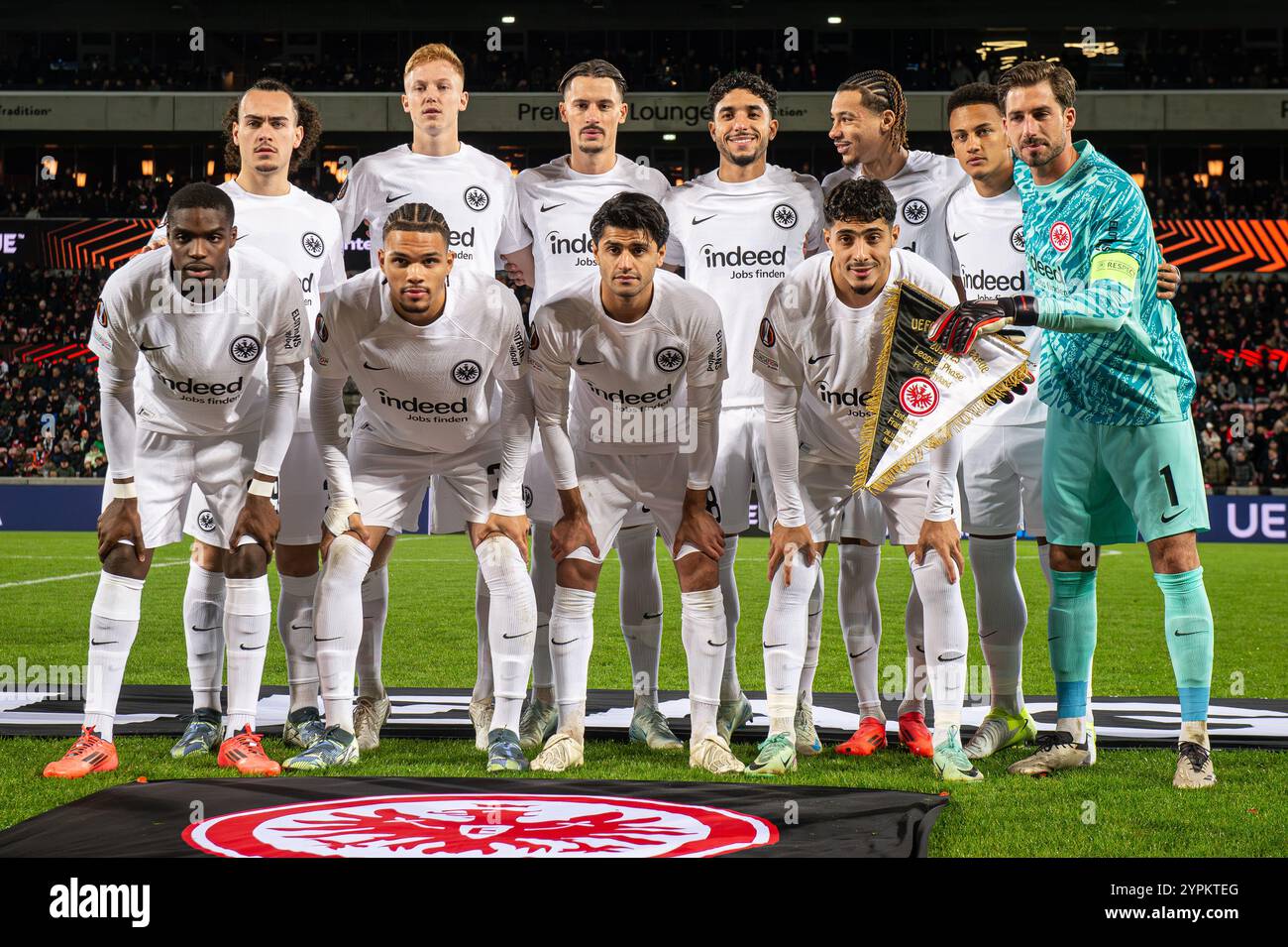 Herning, Denmark. 28th, November 2024. The starting-11 of Eintracht ...