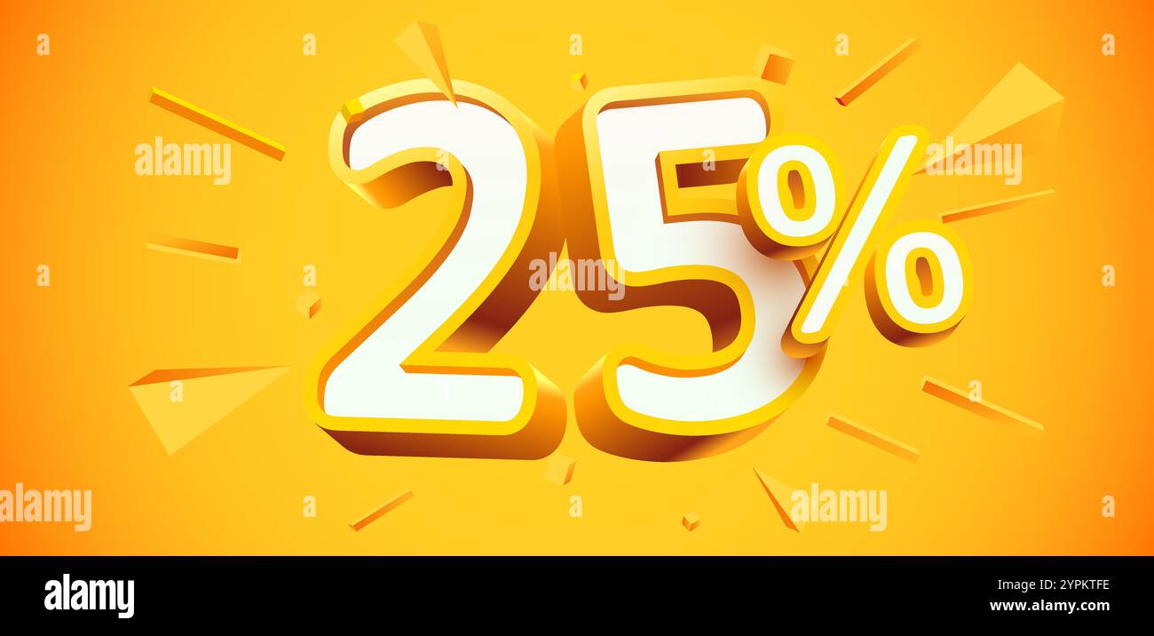 25 percent Off. 3d number 25. Sale banner. Vector illustration Stock ...