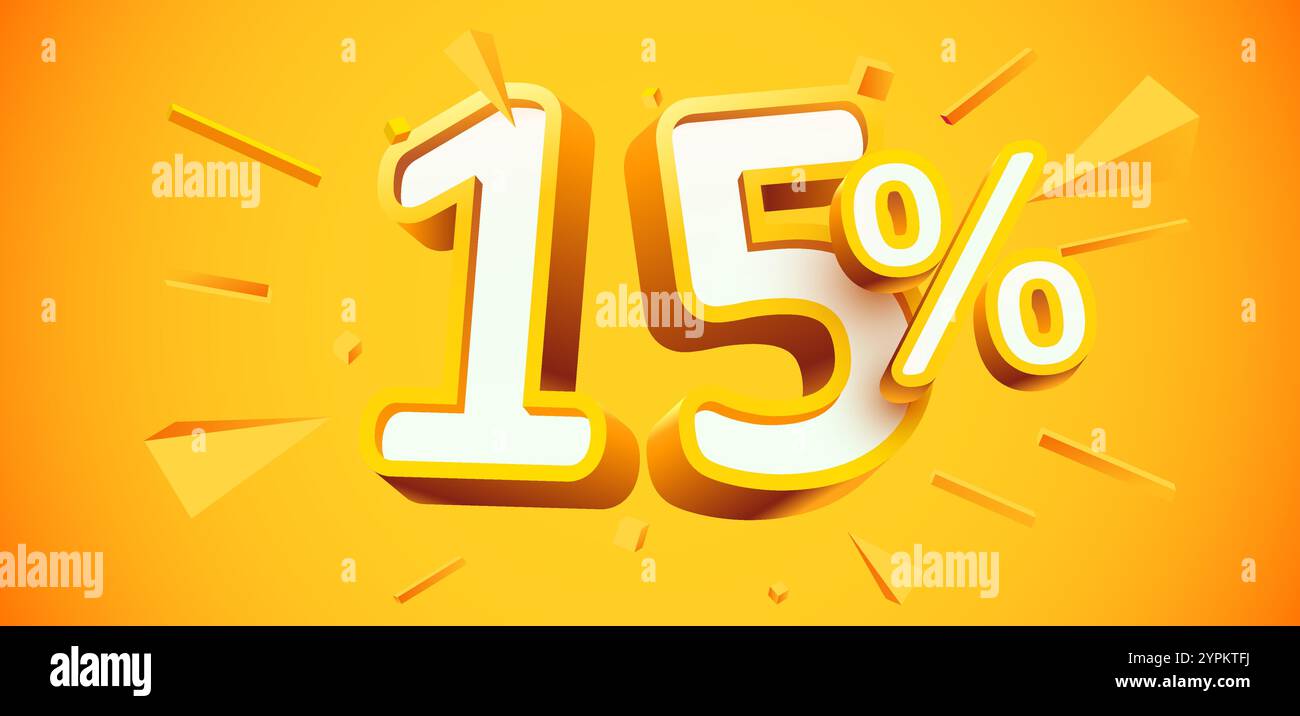 15 percent Off. 3d number 15. Sale banner. Vector illustration Stock ...