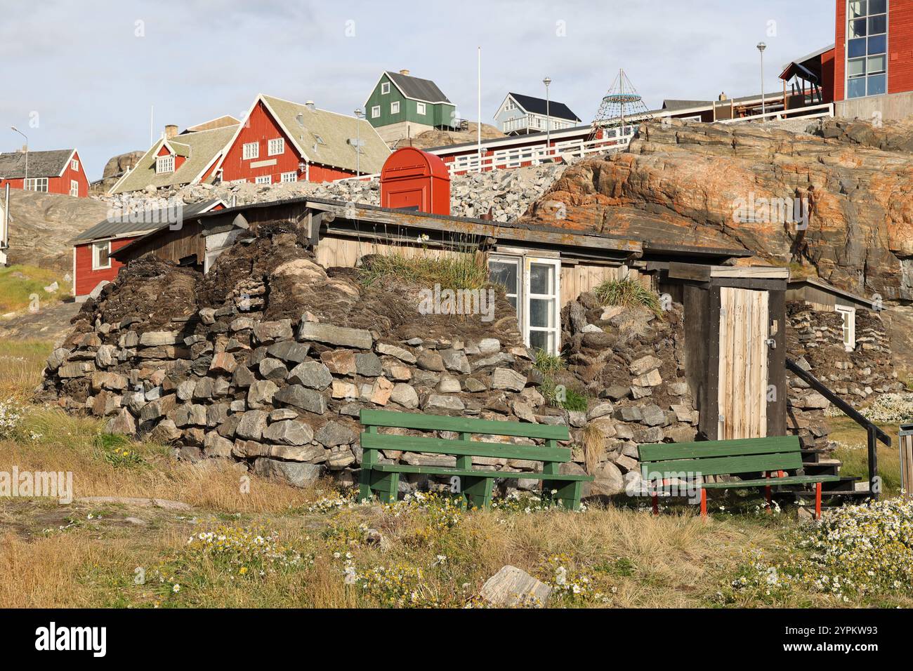 An old turf wall house in Uummannaq, Greenland, Denmark Stock Photo - Alamy