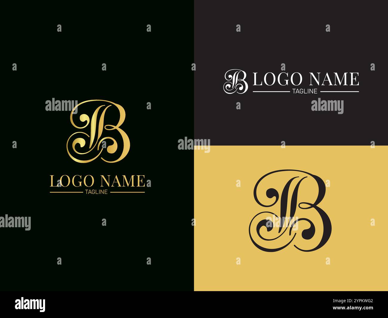 The golden letter B as a symbol. The initial letter B design in a high ...