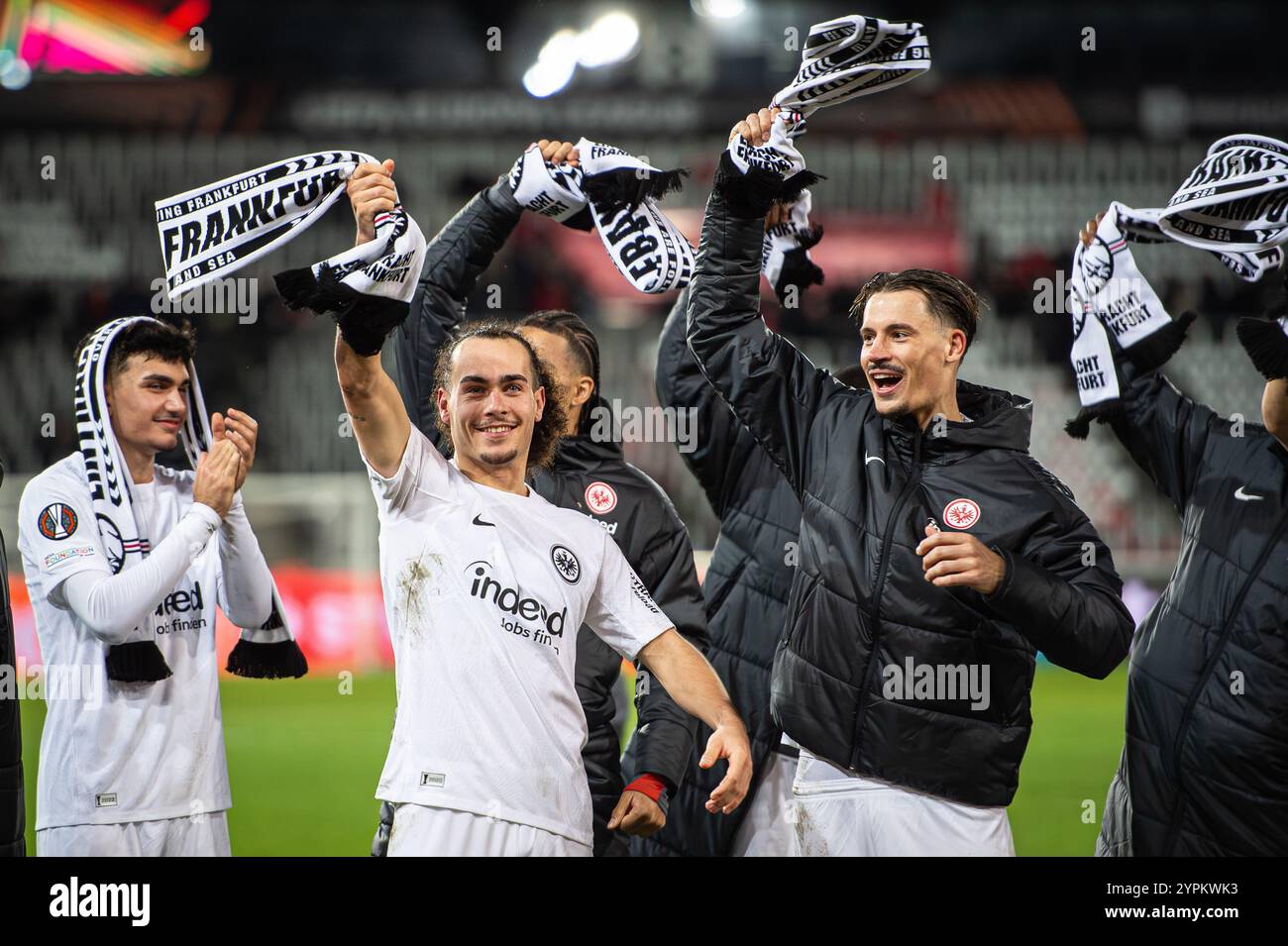 Herning, Denmark. 28th, November 2024. Arthur Theate (L) and Robin Koch ...