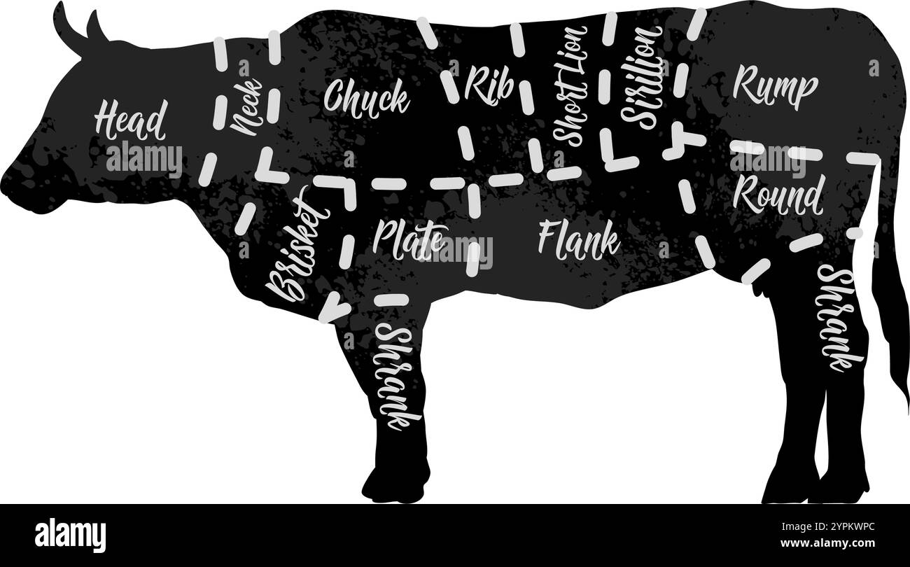 Butcher diagrams of meat cuts, cow, beef Stock Vector Image & Art - Alamy