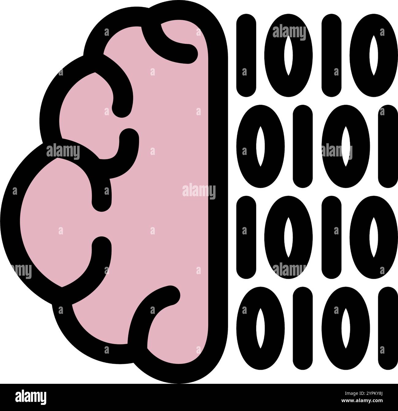 Binary code brain symbol - artificial intelligence icon Stock Vector ...