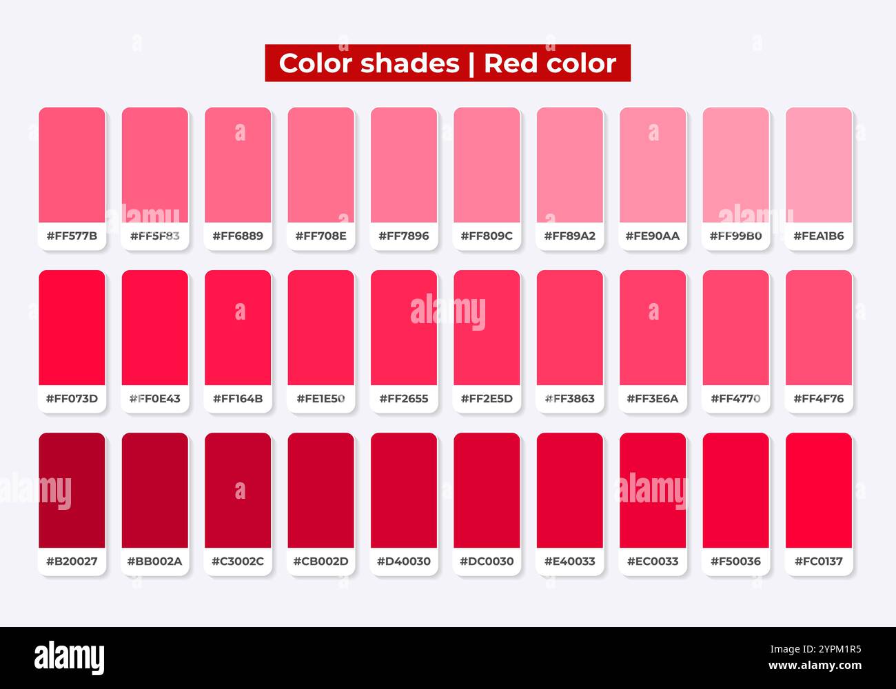 Color palette, Red color shades, Color harmony, Set of trendy flat ...