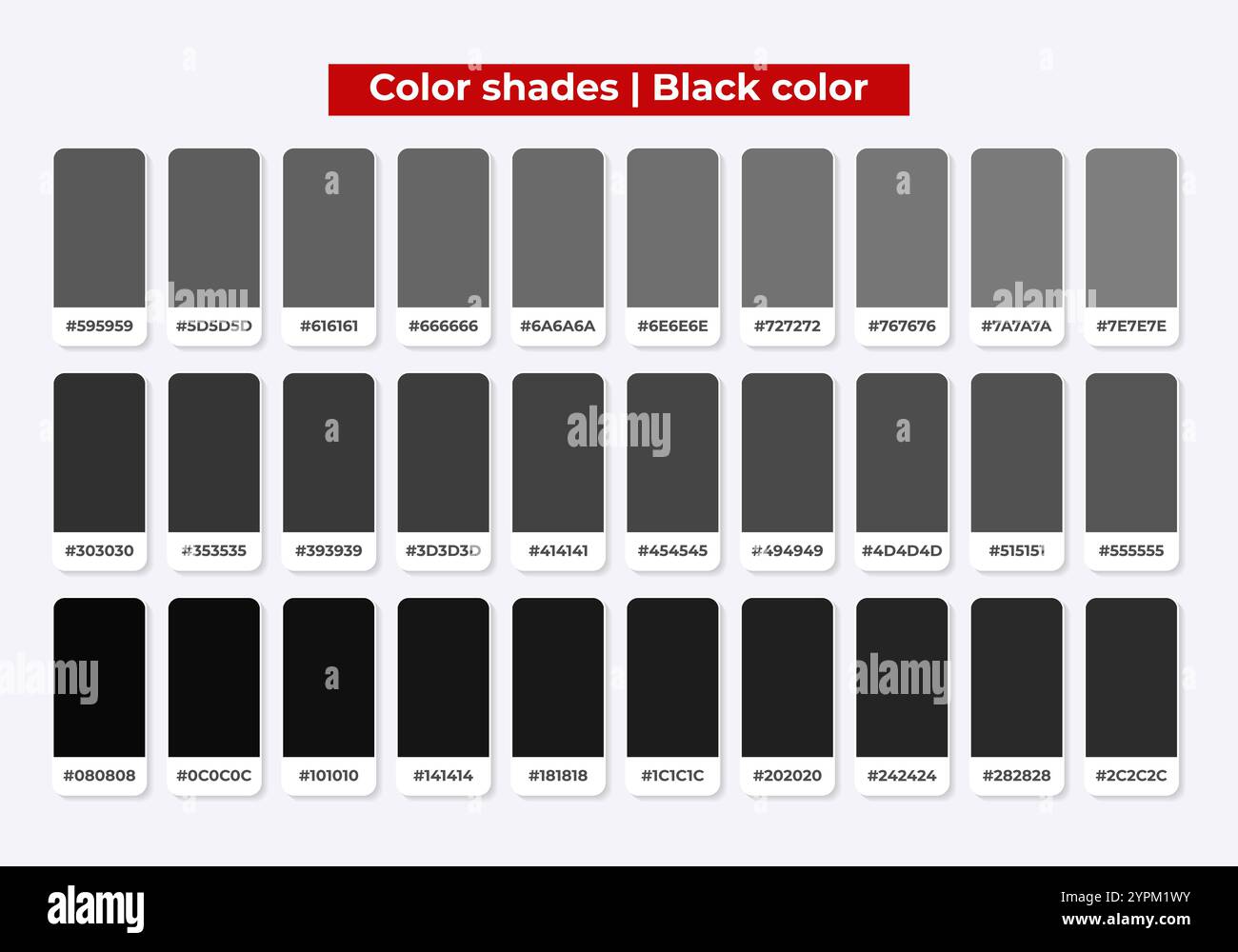 Color palette,Black color shades, Color harmony, Set of trendy flat ...