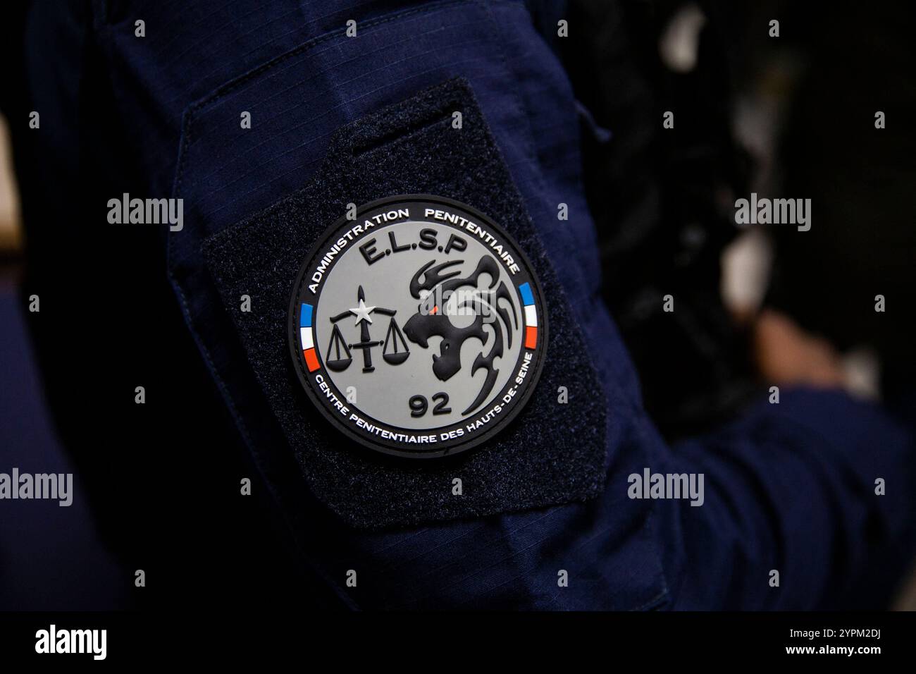 Nanterre, France. 30th Nov, 2024. Logo of the local prison security ...