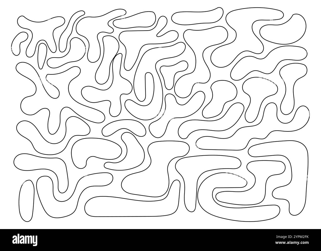 Liquid organic shapes, outline black white figure. Vector drawing by ...