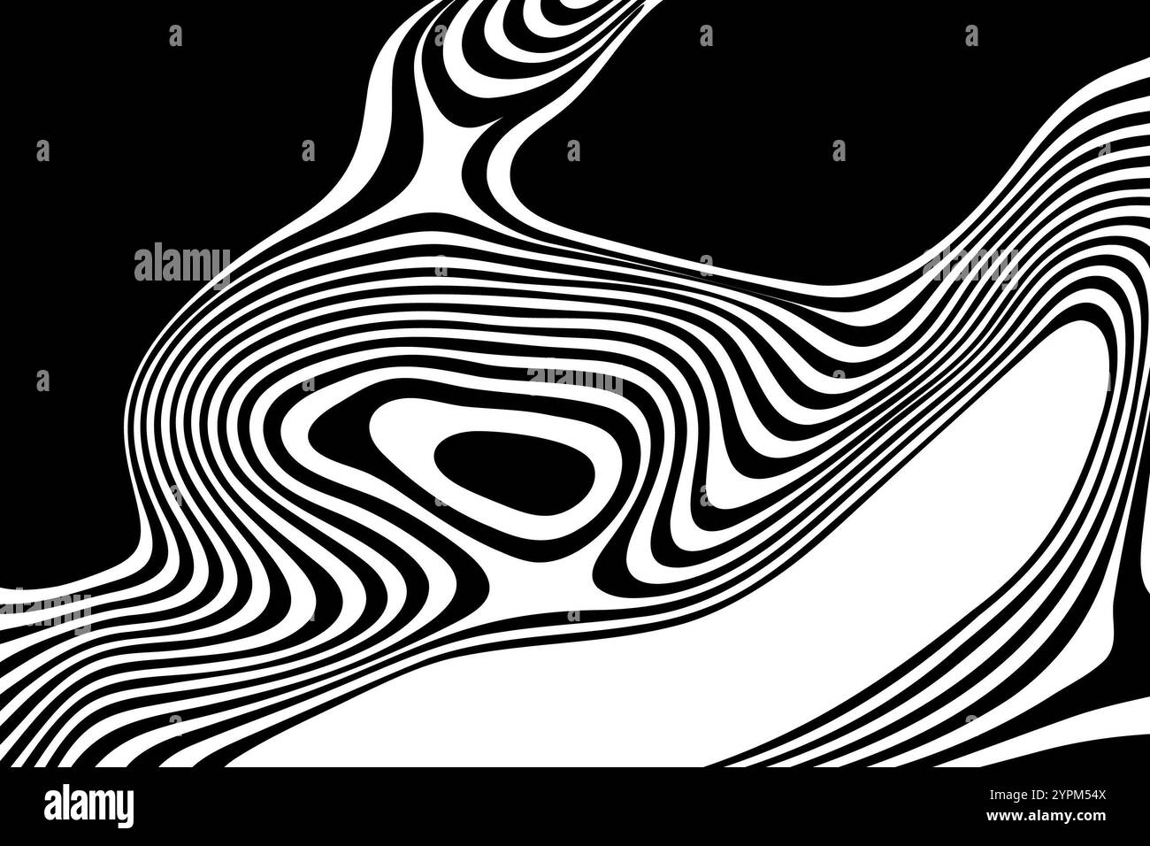 Black on white abstract perspective line wave stripes with 3d ...