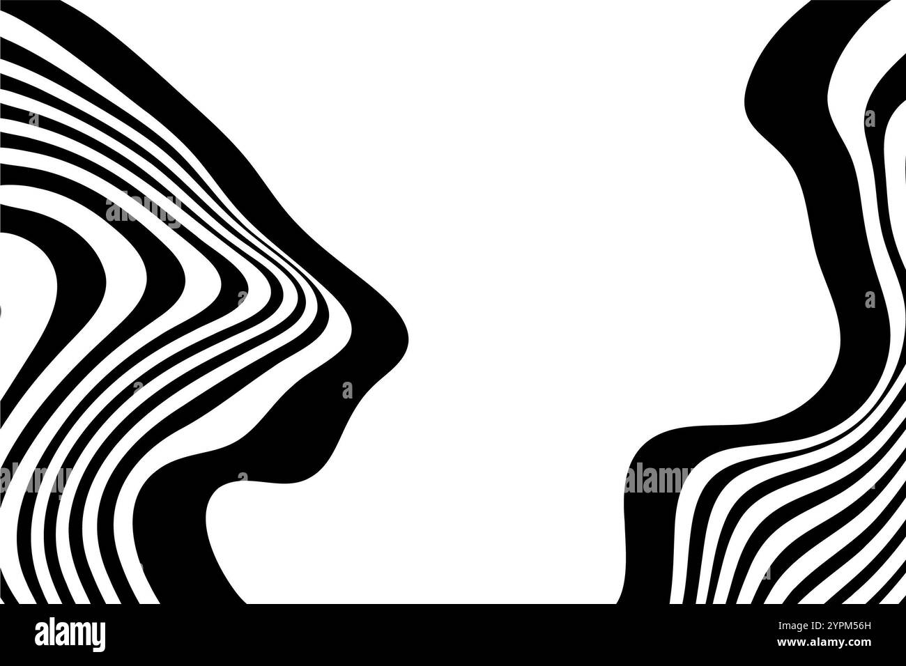 Black on white abstract perspective line wave stripes with 3d ...