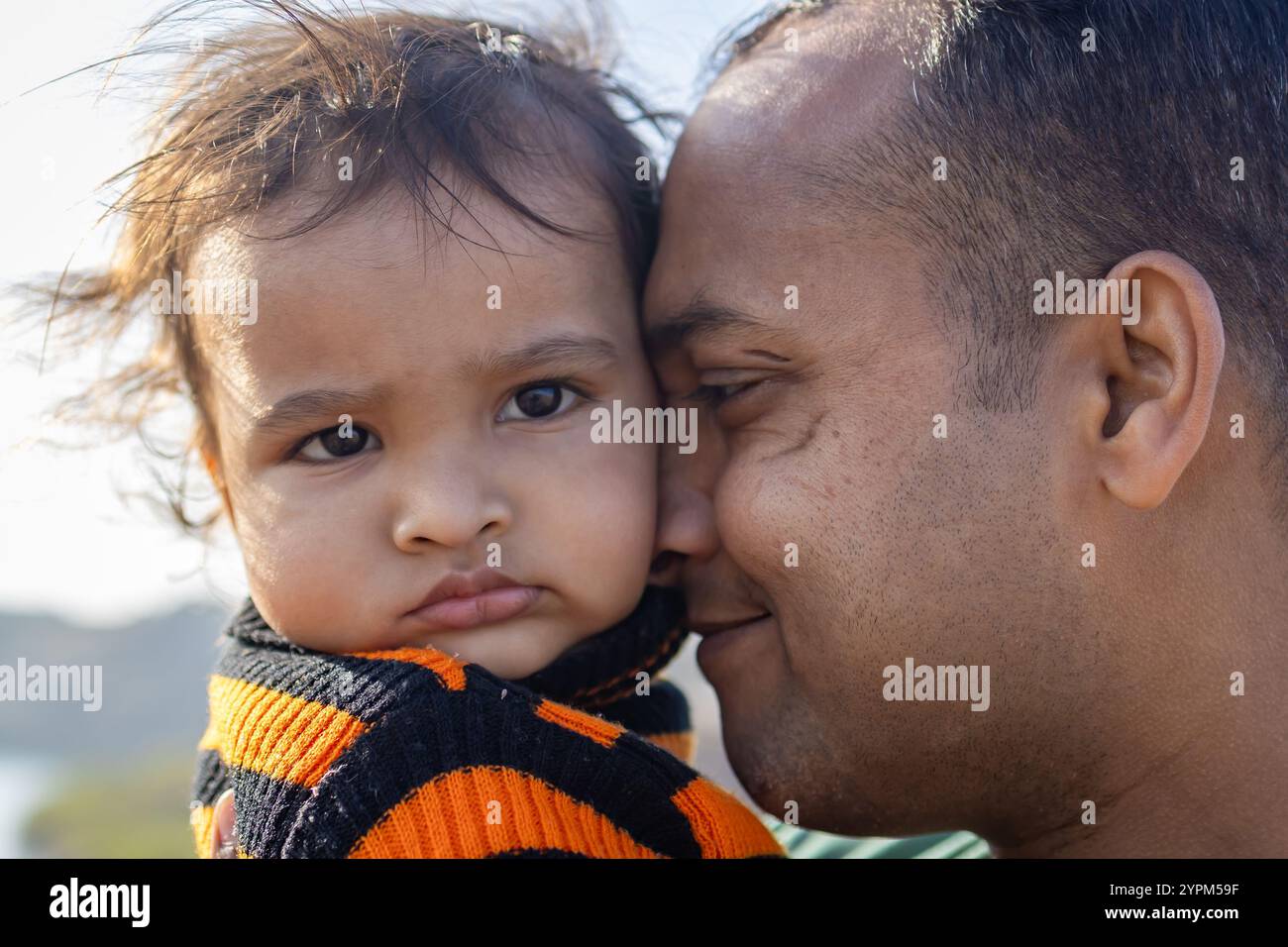 Father and Son Bonding close up shot at outdoor at morning Stock Photo ...