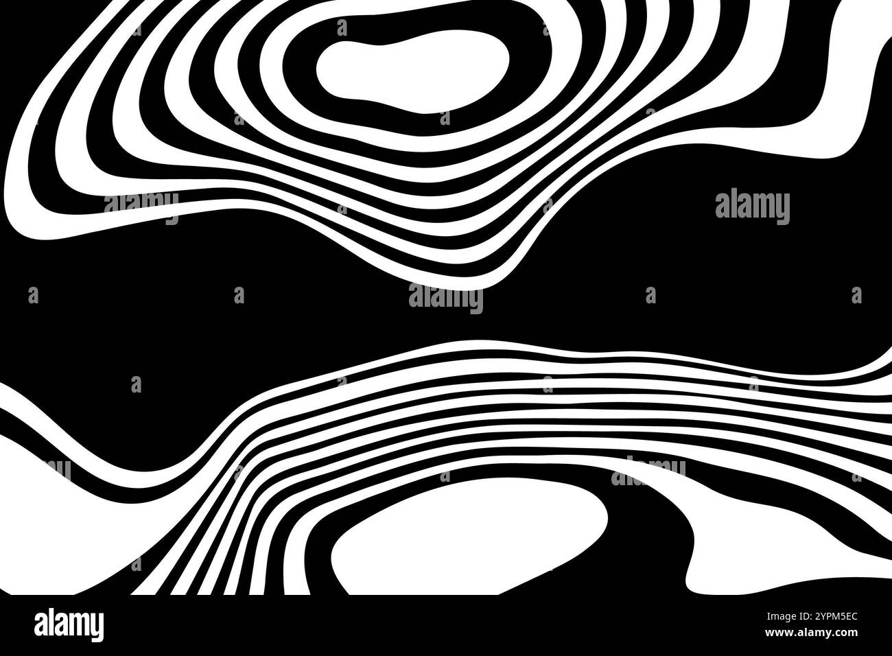 Amazing liquify lines effect on black and white, vector illustration ...