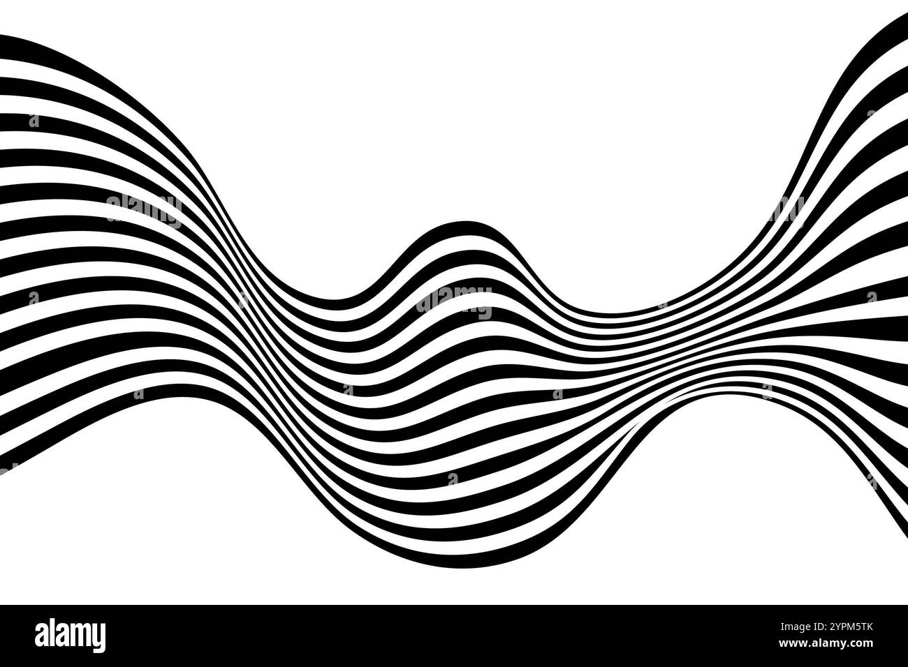 Black on white abstract perspective line wave stripes with 3d ...