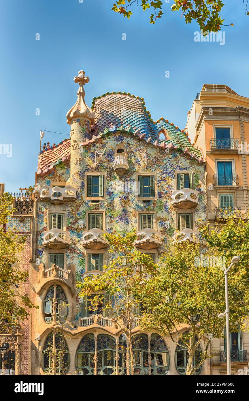 BARCELONA - AUGUST 9: Facade of the modernist masterpiece Casa Batllo ...