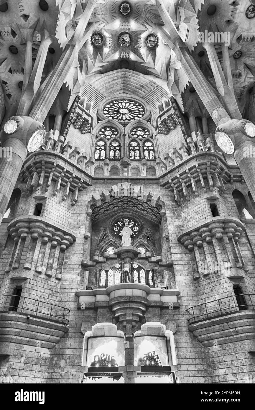 BARCELONA - AUGUST 9: Interior design of the Sagrada Familia, the most ...