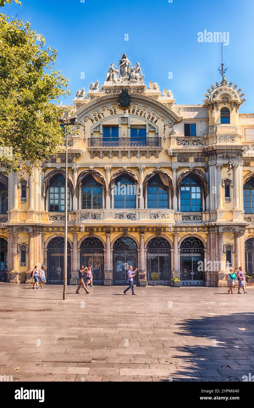 BARCELONA - AUGUST 10: Facade of the Port Authority building, located ...