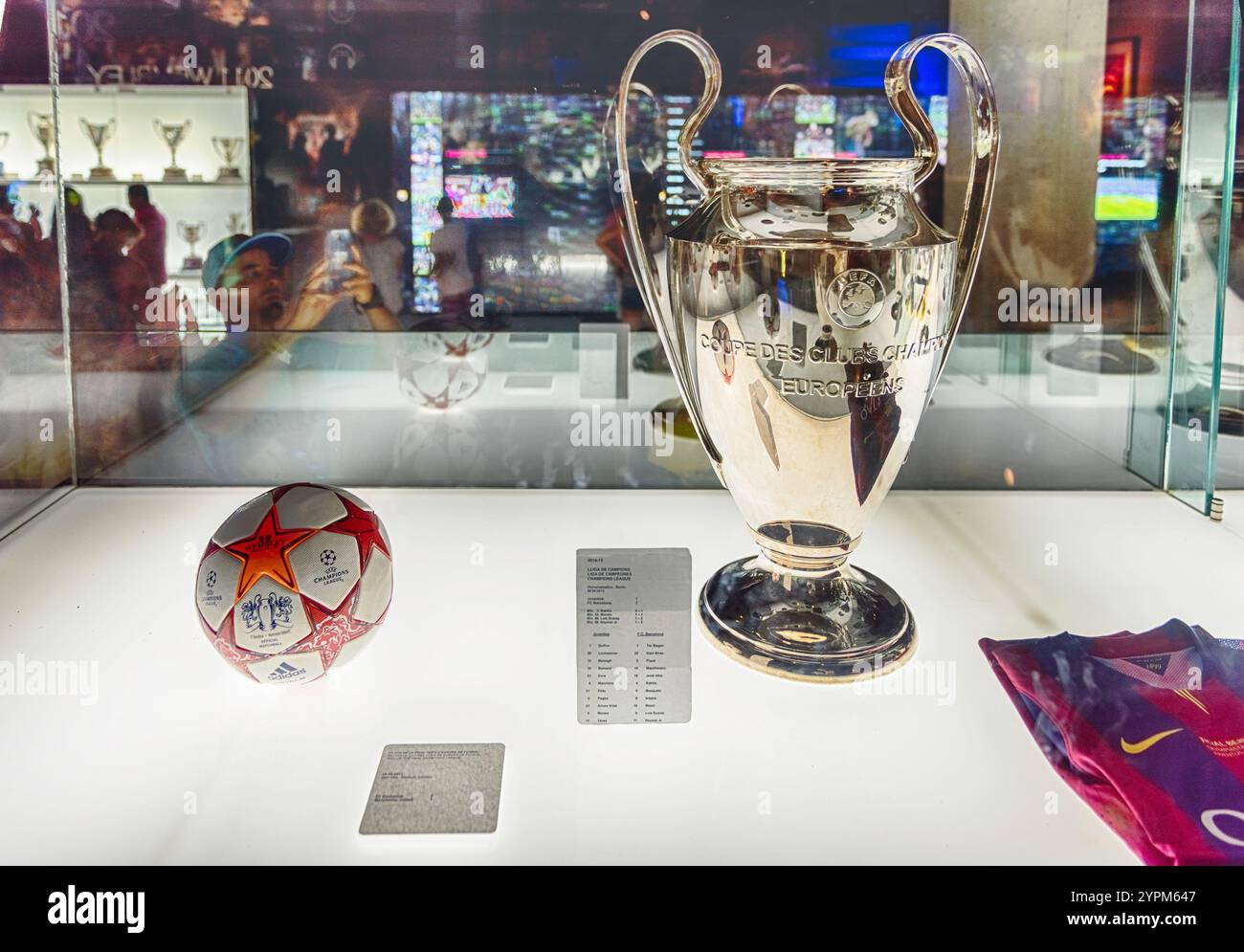 BARCELONA - AUGUST 11: Cup won by FC Barcelona in 2014-15 UEFA ...