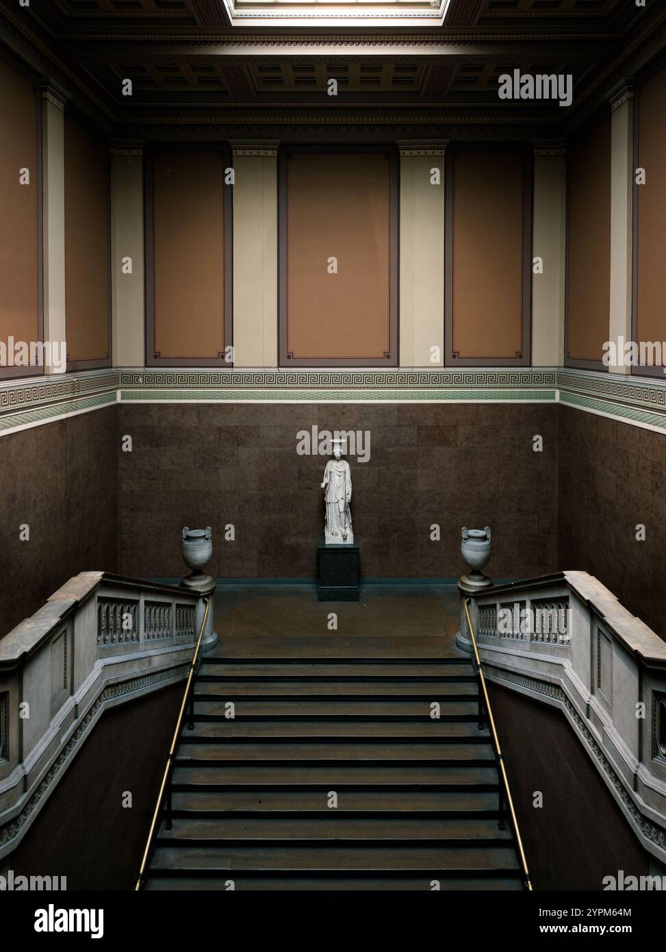 Elegant Marble Staircase and Classical Statue in a Grand Museum ...