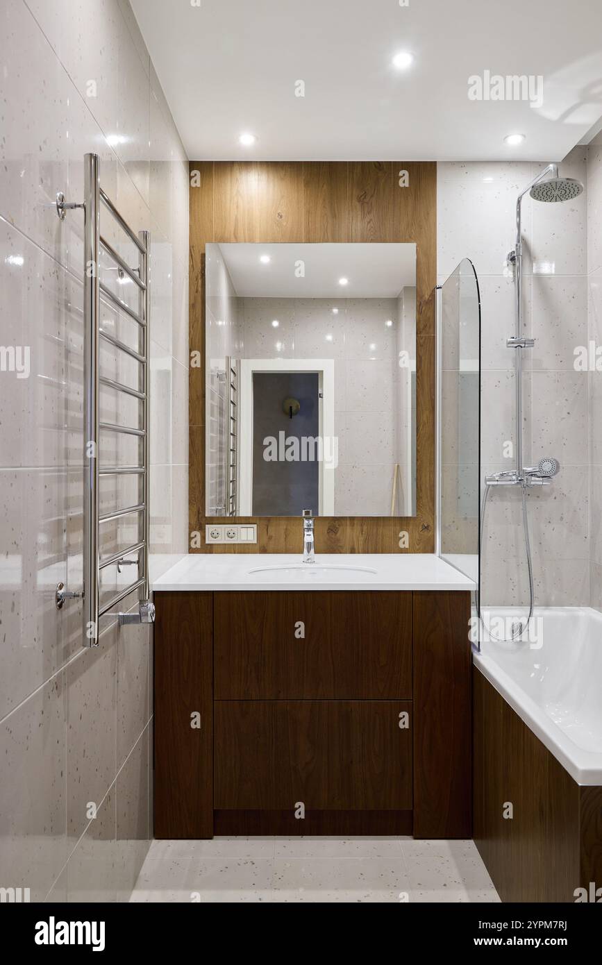 Explore Contemporary Bathroom Design That Features Elegant Finishes and Modern Amenities Stock ...