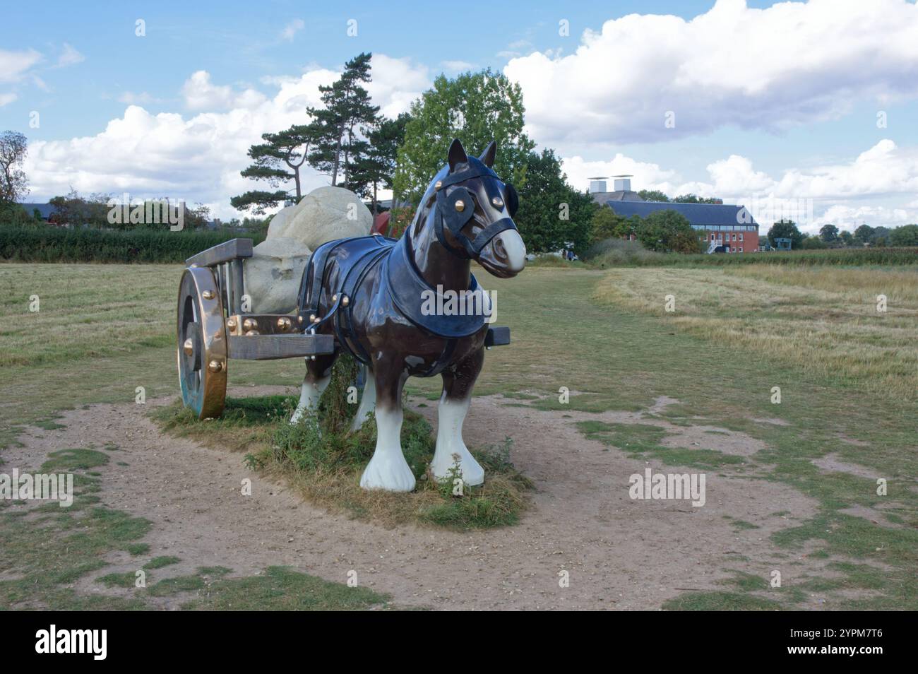 Perceval, a life-sized painted bronze sculpture of a horse and cart by ...
