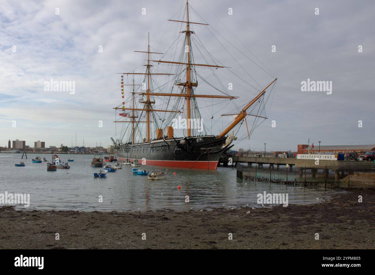 First ironclad warship HMS Warrior, Portsmouth Historic Dockyard Stock ...