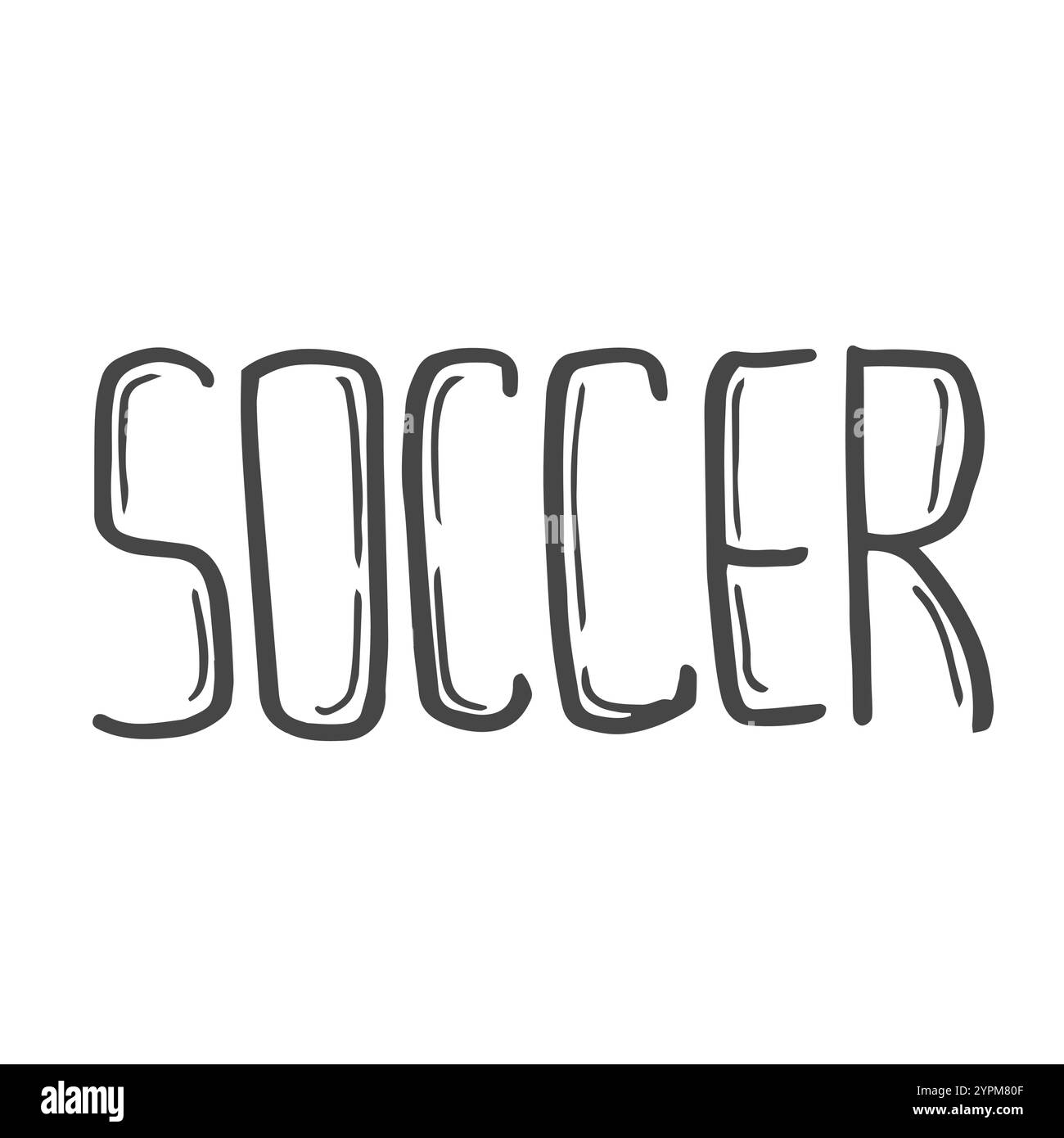 Cartoon cute doodles hand drawn Soccer word. Contour illustration. Line ...