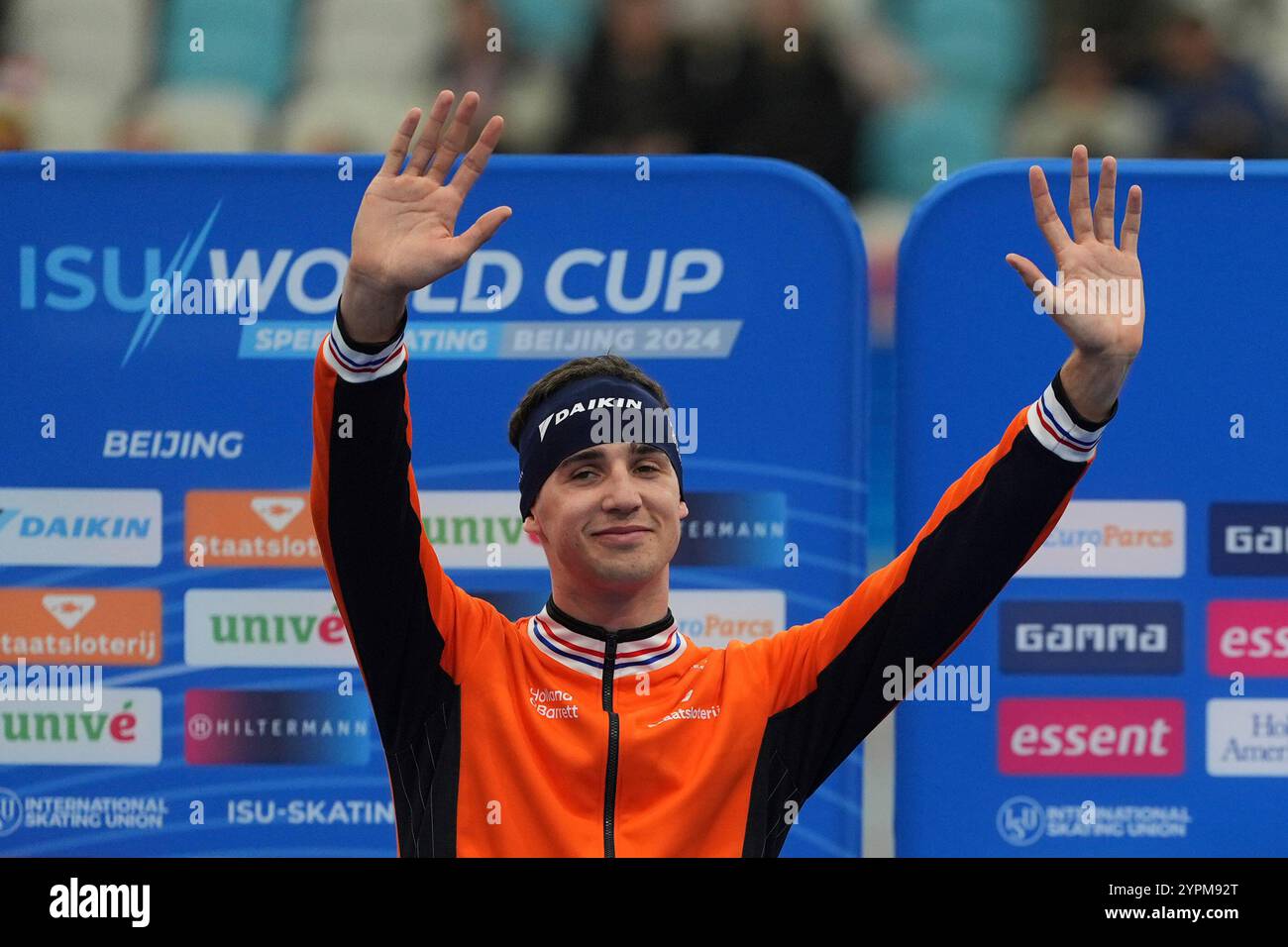 Silver medalist Jenning De Boo of Netherlands celebrates on the podium ...