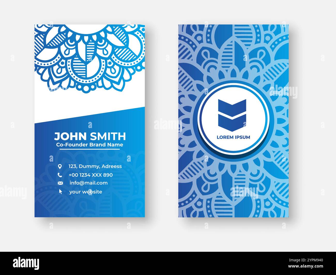 Colorful gradient mandala business card design. Bright floral ...