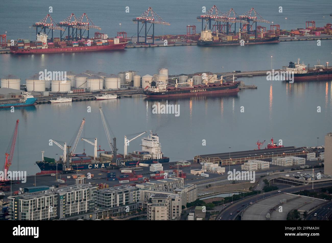 SOUTH AFRICA, Cape Town, port, oil tanks and container terminal ...