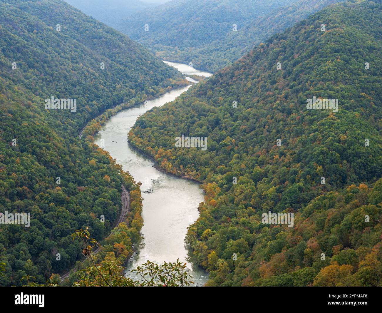 A stunning view of Grandview Rim at New River Gorge National Park, West ...